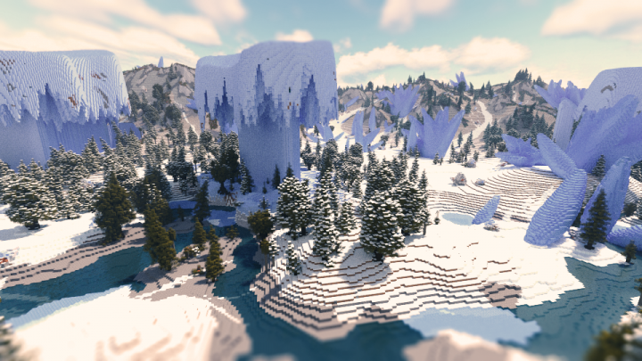 Floating Glaciers - 2k x 2k Custom Terrain - 360 Panorama Minecraft Map