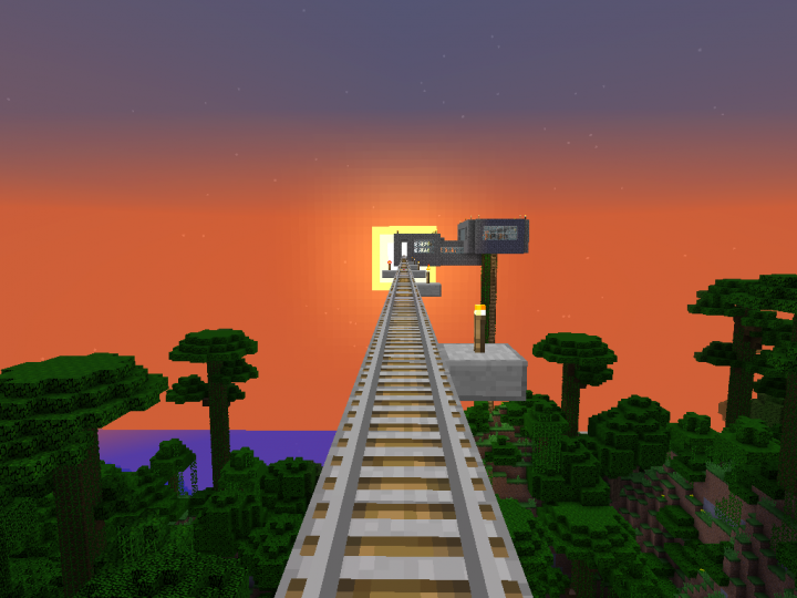 Simple East-West Minecart Rail System Minecraft Project