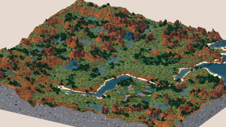 Mellow Mesa - 2k x 2k Custom Terrain - 360 Panorama Minecraft Map