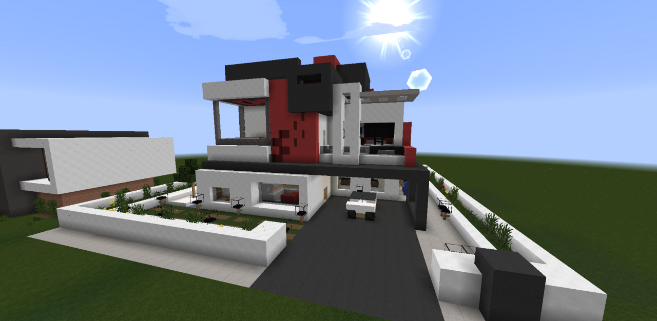 Red & Black Medium Modern House Minecraft Map