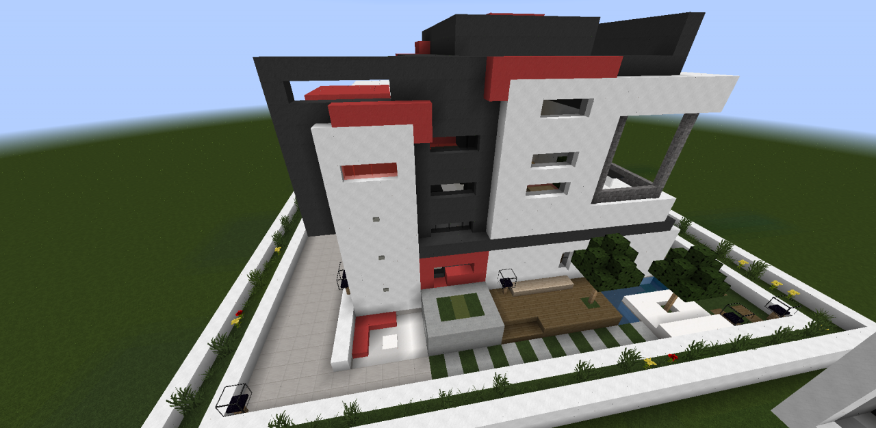 Red & Black Medium Modern House Minecraft Map