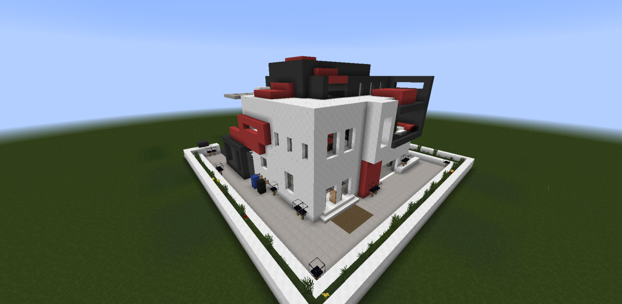 Red & Black Medium Modern House Minecraft Map