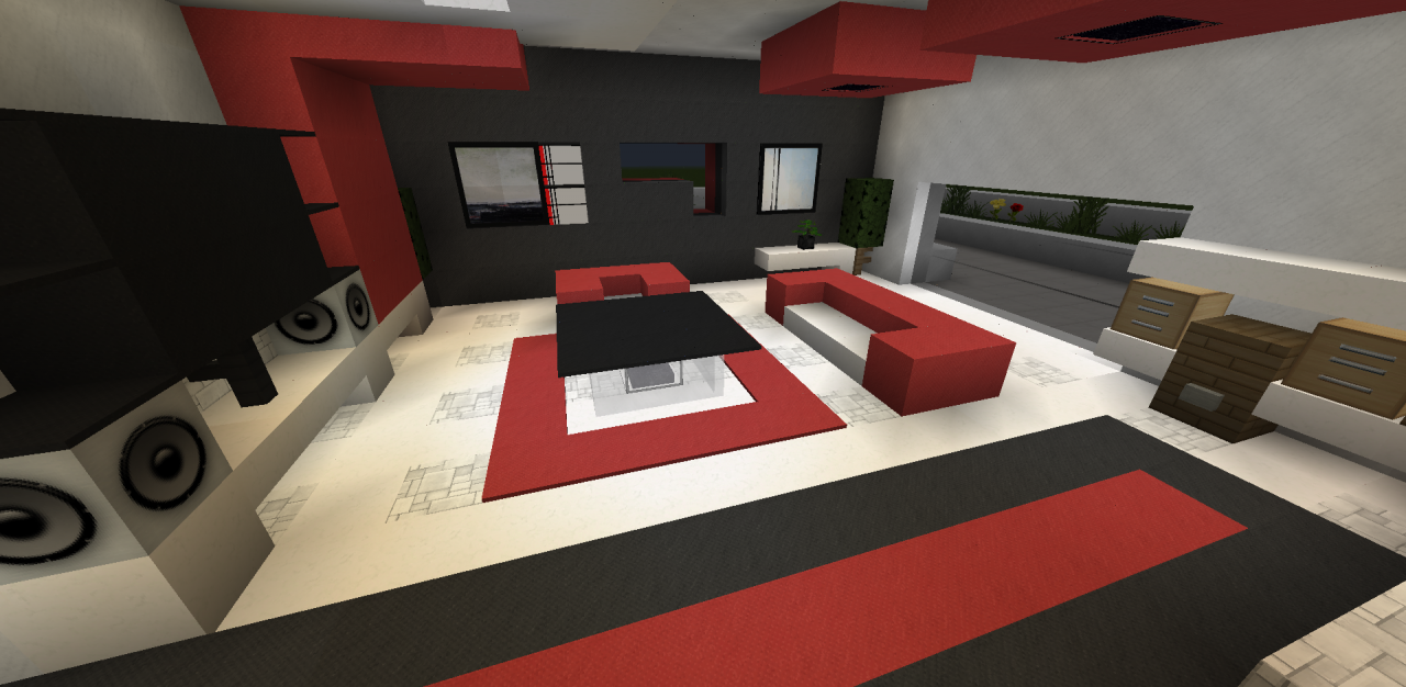 Red & Black Medium Modern House Minecraft Map