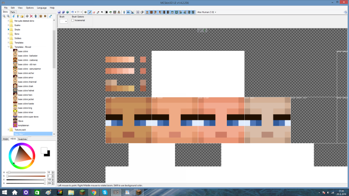 Picking the right skin colour.