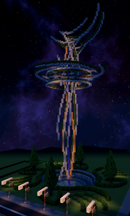 A futuristic wind turbine with solar panels Minecraft Map