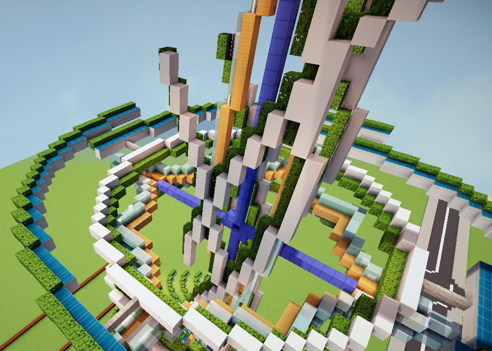 A futuristic wind turbine with solar panels Minecraft Map