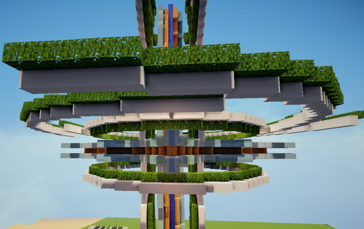 A futuristic wind turbine with solar panels Minecraft Map