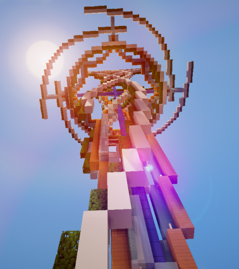 A futuristic wind turbine with solar panels Minecraft Map