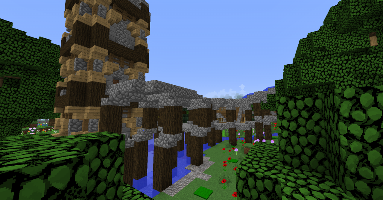 Cosy house in flower forest biome + aqueduct Minecraft Map