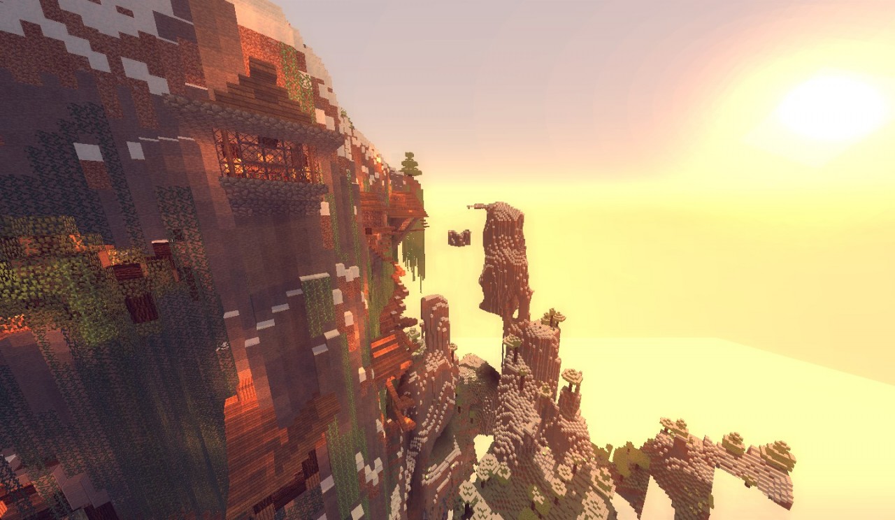 Houses Hanging On The Side Of A Cliff Minecraft Map