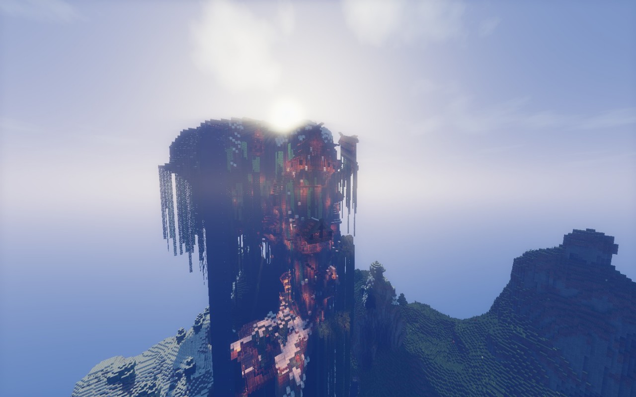 Houses Hanging On The Side Of A Cliff Minecraft Map