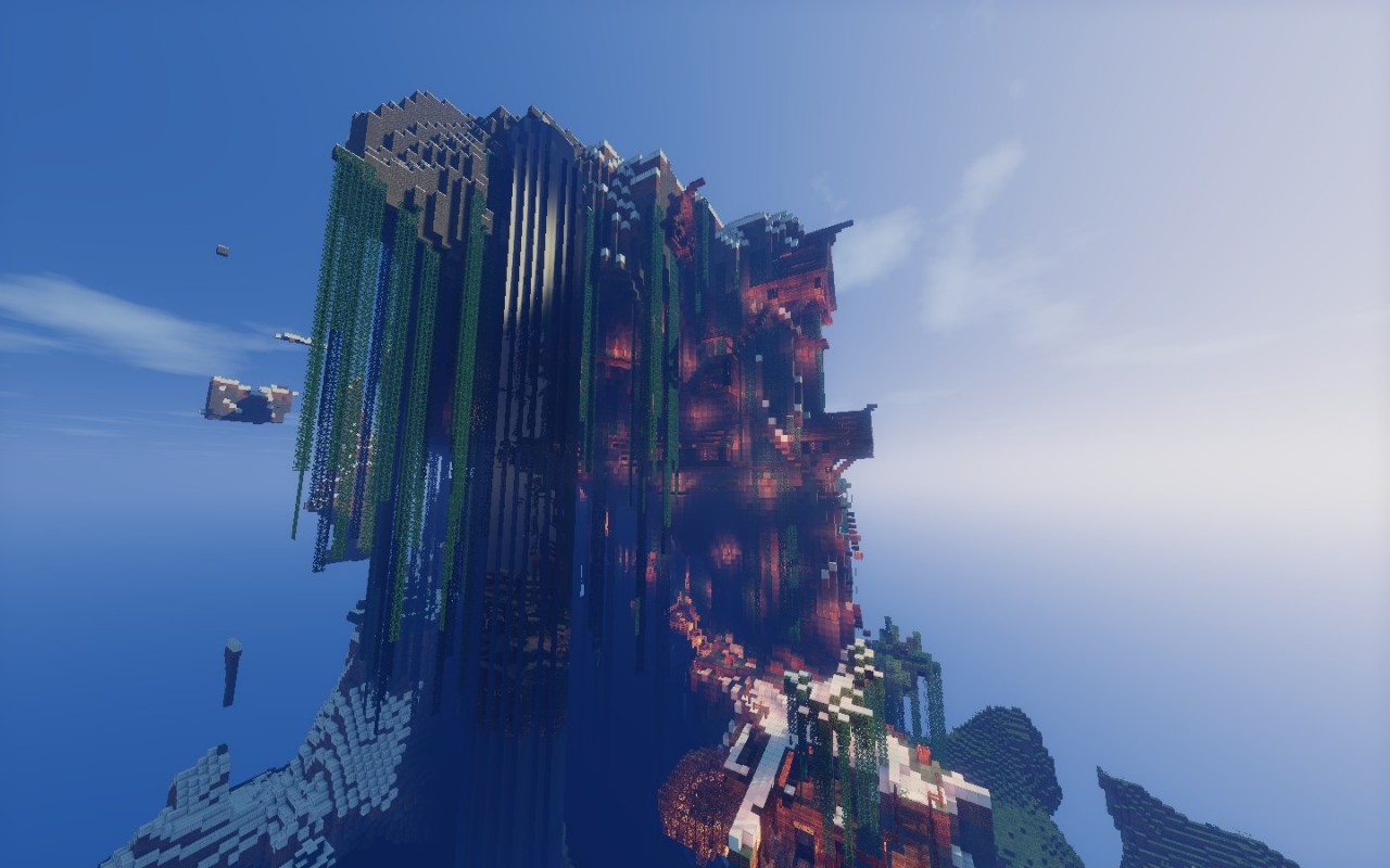 Houses Hanging On The Side Of A Cliff Minecraft Map