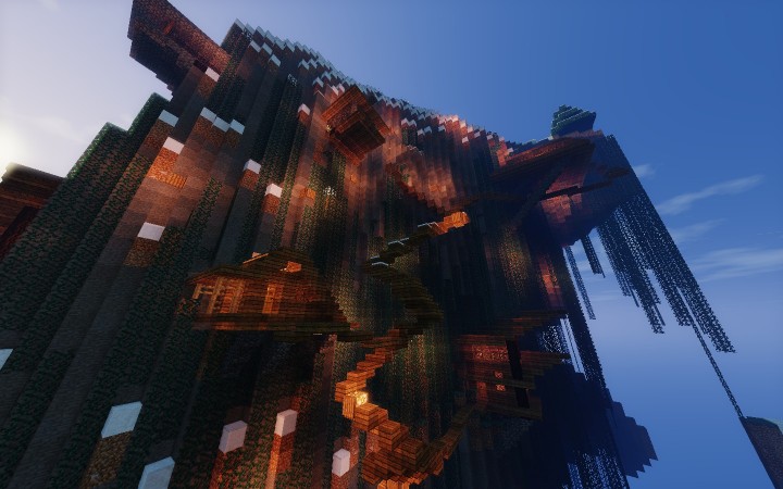 Houses Hanging On The Side Of A Cliff Minecraft Map