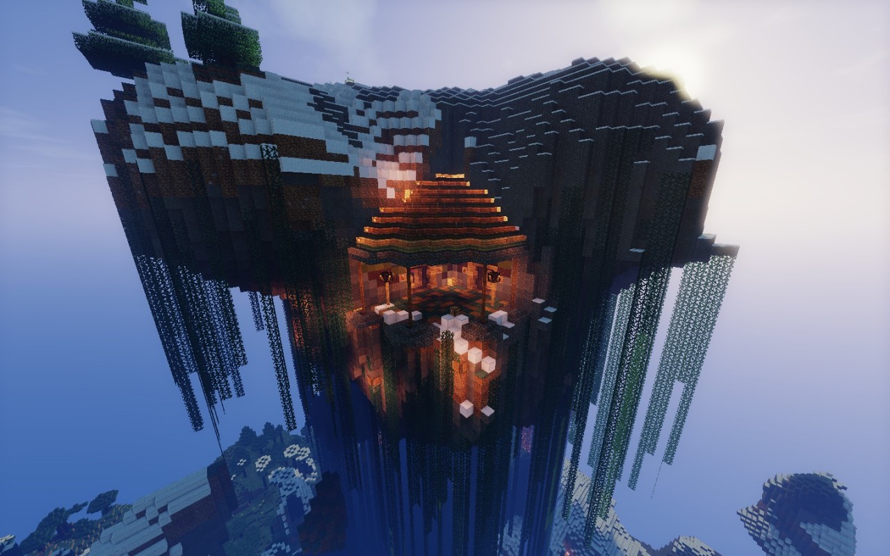 Houses Hanging On The Side Of A Cliff Minecraft Map