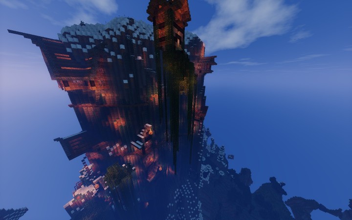 Houses Hanging On The Side Of A Cliff Minecraft Map