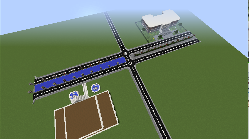 School + BIRDS EYE VIEW OF CITY SO FAR - CIty Project Minecraft Map