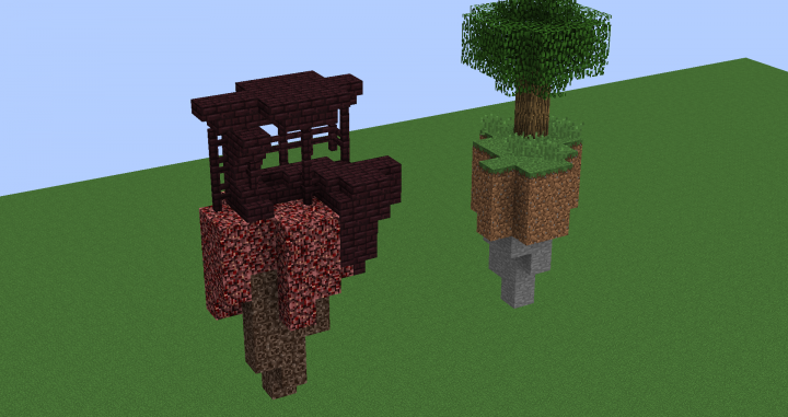 Nether and Overworld skyblock Islands Minecraft Map