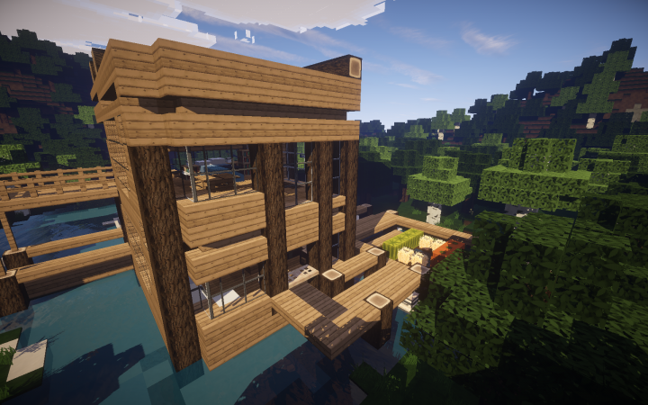 Wooden House In River Minecraft Map