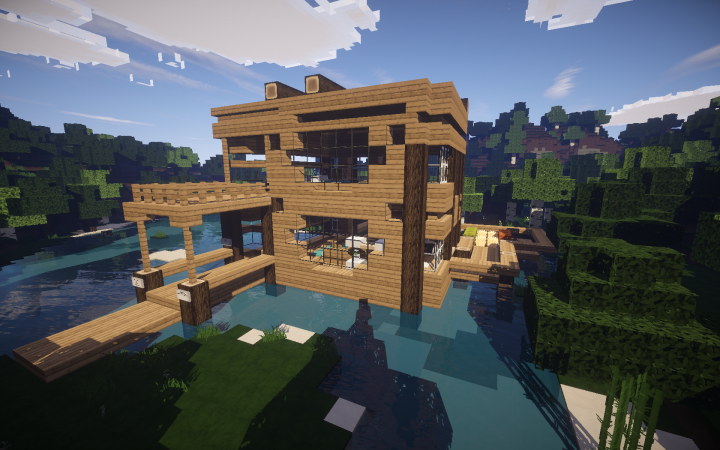 Wooden House In River Minecraft Map