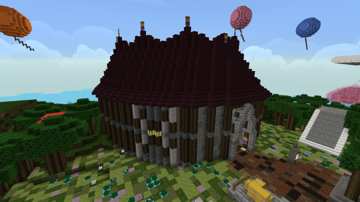 Rainbow glass oval building Minecraft Map