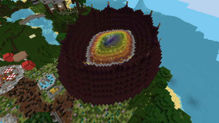 Rainbow glass oval building Minecraft Map