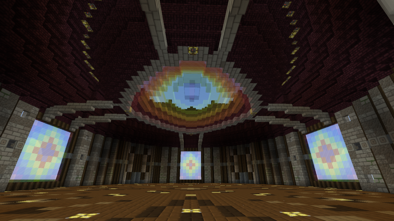 Rainbow glass oval building Minecraft Map
