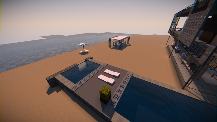 modern beach side house Minecraft Map