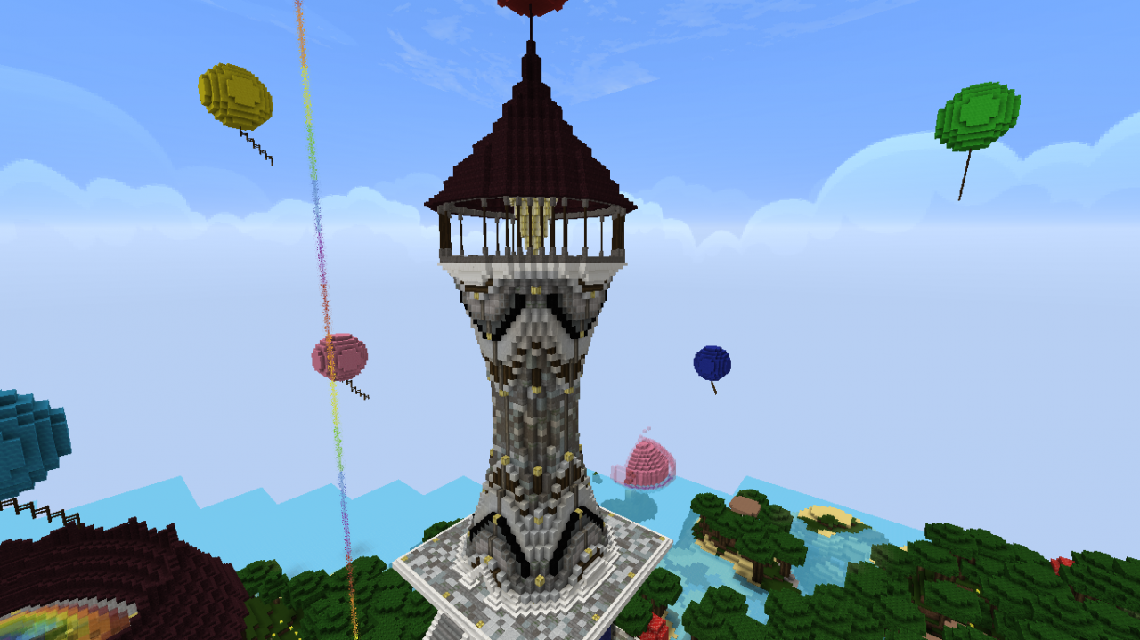 Tall Tower with Spiral Staircase and Water/lava Base Minecraft Map