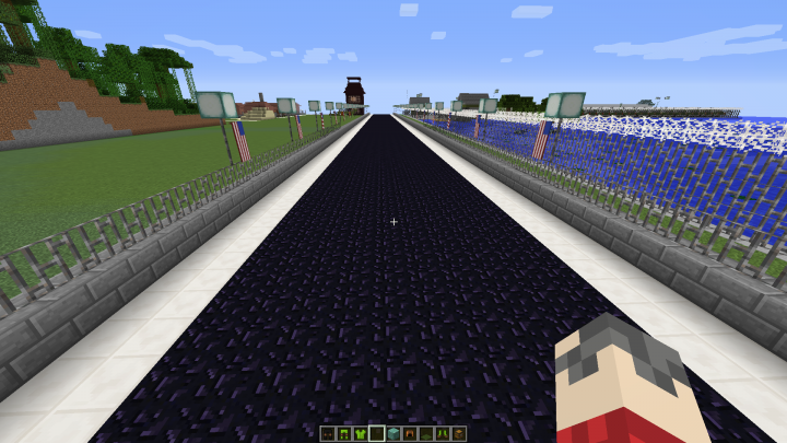 Long Highway with lamps and flags Minecraft Map