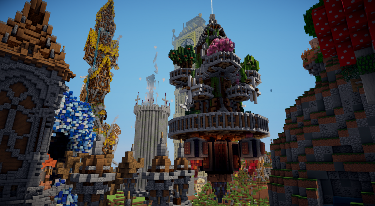 Steampunk flying Houses Minecraft Map