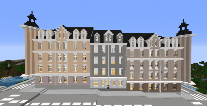 European city block apartments Minecraft Map