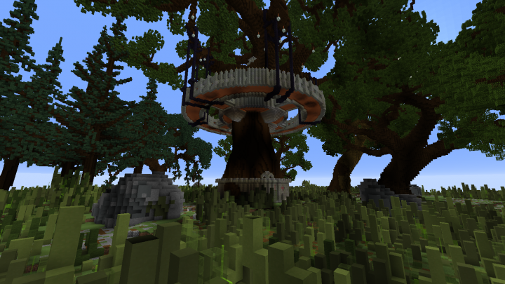 The Hanging Castle of Elder Forest. Minecraft Map