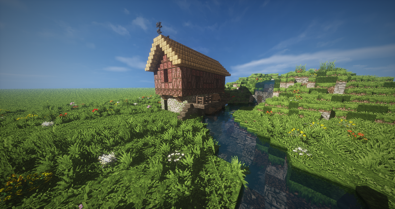 Tudor Style Home/Watermill [Conquest Reforged] Minecraft Map