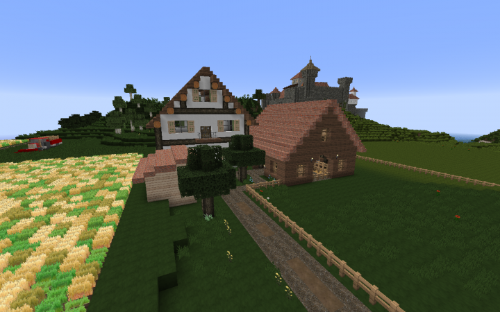 Castle with small village and farms Minecraft Map