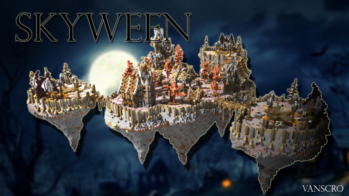 SKYWEEN - Halloween themed Skyblock spawn-3D view Minecraft Map