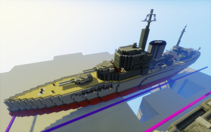 Royal Navy battleship HMS Warspite Minecraft Map