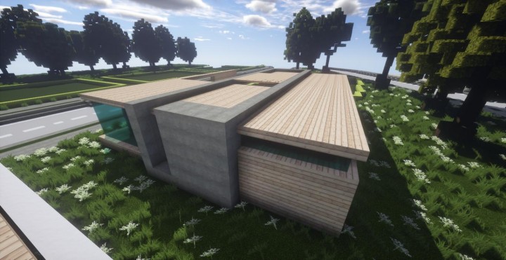 Small concrete modern house Minecraft Map