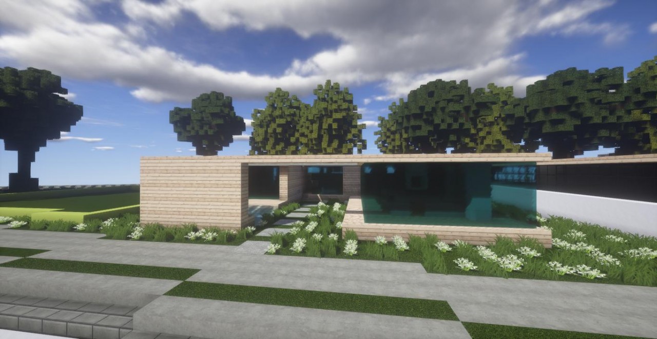 Small concrete modern house Minecraft Map