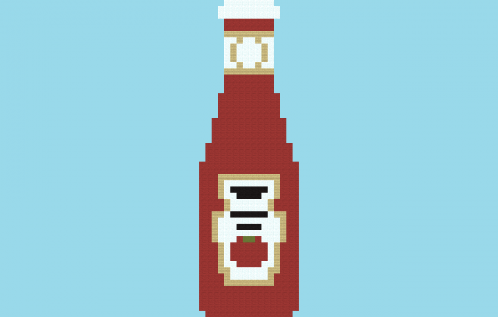 Pixel Art: Tomato Ketchup Bottle! Minecraft Project