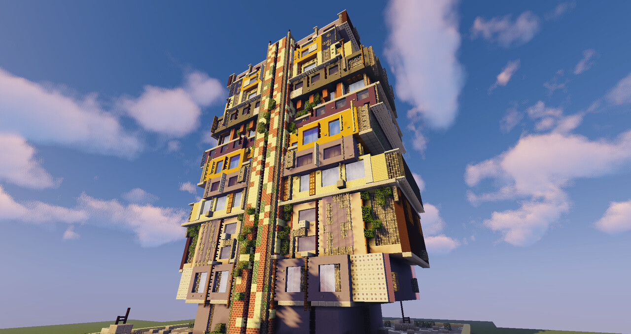 14 | Scrappunk symmetric block of flats [download 1.12+] Minecraft Map