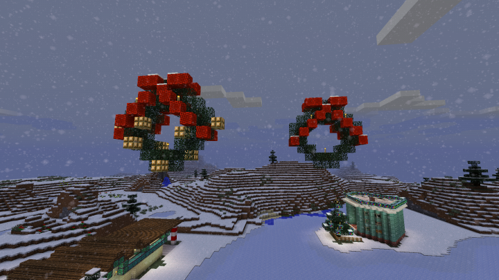Hanging Christmas wreath decorated Minecraft Map