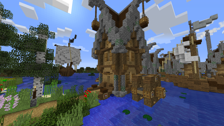 SalmonPond , a medieval fishing village - Mαcαrοη_ Minecraft Map