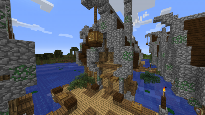 SalmonPond , a medieval fishing village - Mαcαrοη_ Minecraft Map