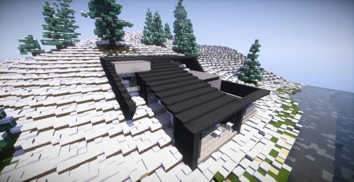 Hillside diagonal modern house Minecraft Map