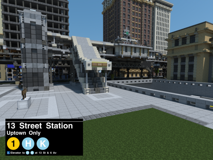 NYC Chicago Style 'El' "L" Elevated Train System Minecraft Map