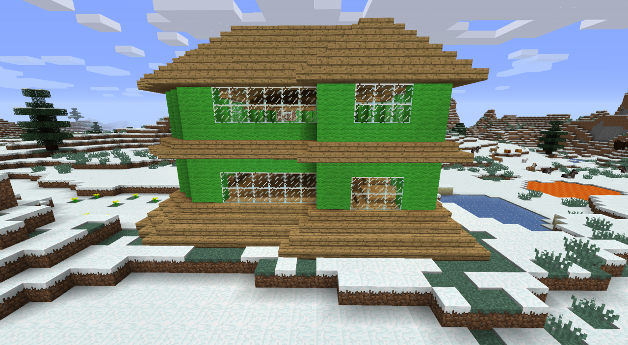 Luxurious Green House in the Snowy Plains (Two Story) Minecraft Map