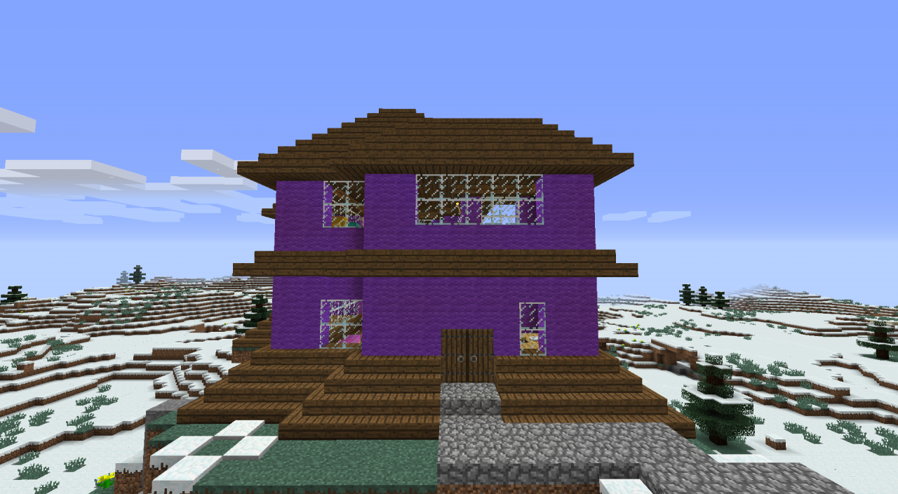Luxurious Purple House in the Frozen Mountains ( Two Story ) Minecraft Map