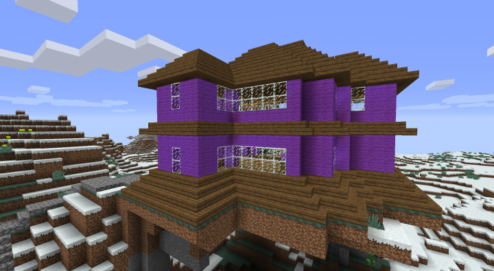 Luxurious Purple House in the Frozen Mountains ( Two Story ) Minecraft Map