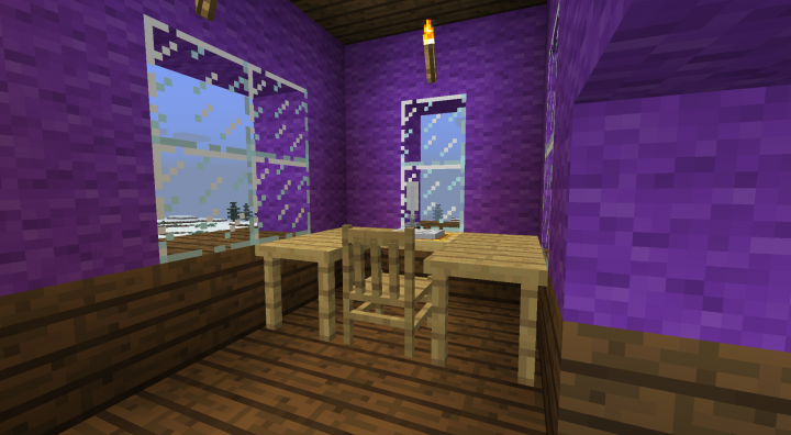 Luxurious Purple House in the Frozen Mountains ( Two Story ) Minecraft Map