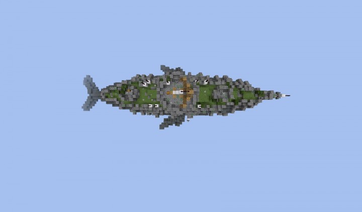 flying whale with abandoned fortress (small) Minecraft Map